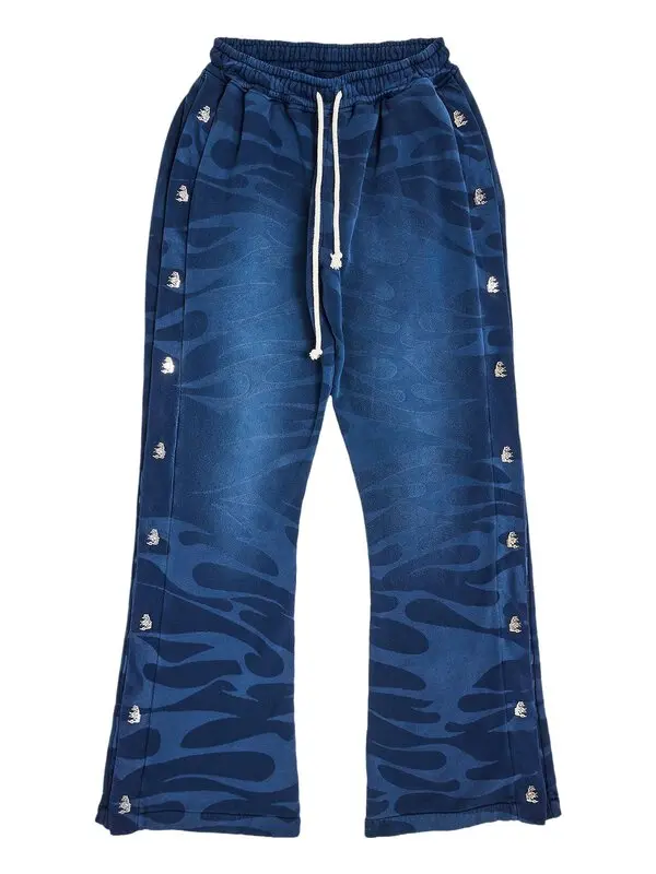 HELLSTAR Snap Sweatpants With Flame Detailing - Blue