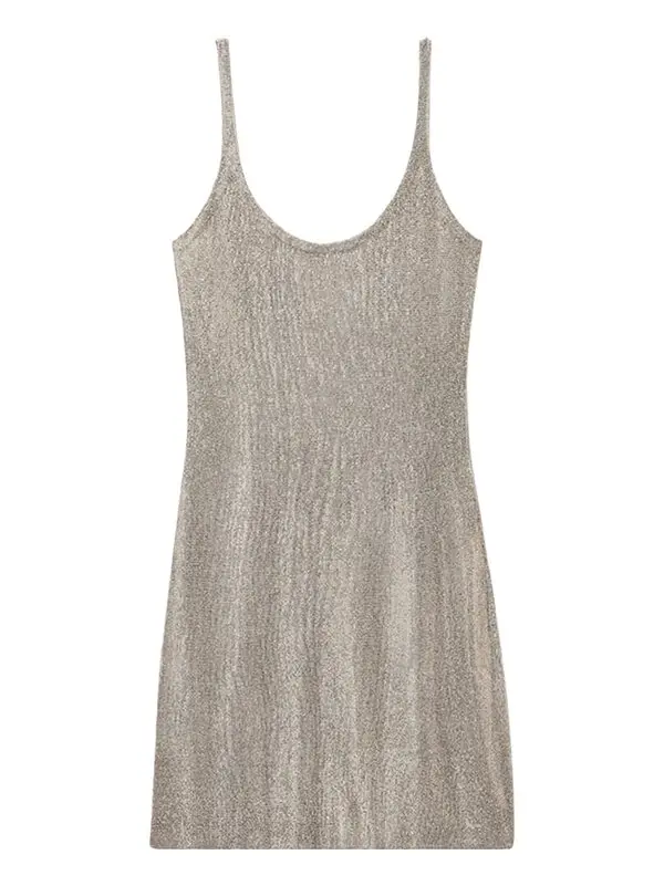Alexander Wang Scoop Neck Dress With Clear Bead Hotfix - Gold