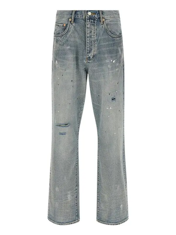 PURPLE BRAND Light Vintage Slash Paint Denim Jeans - Blue