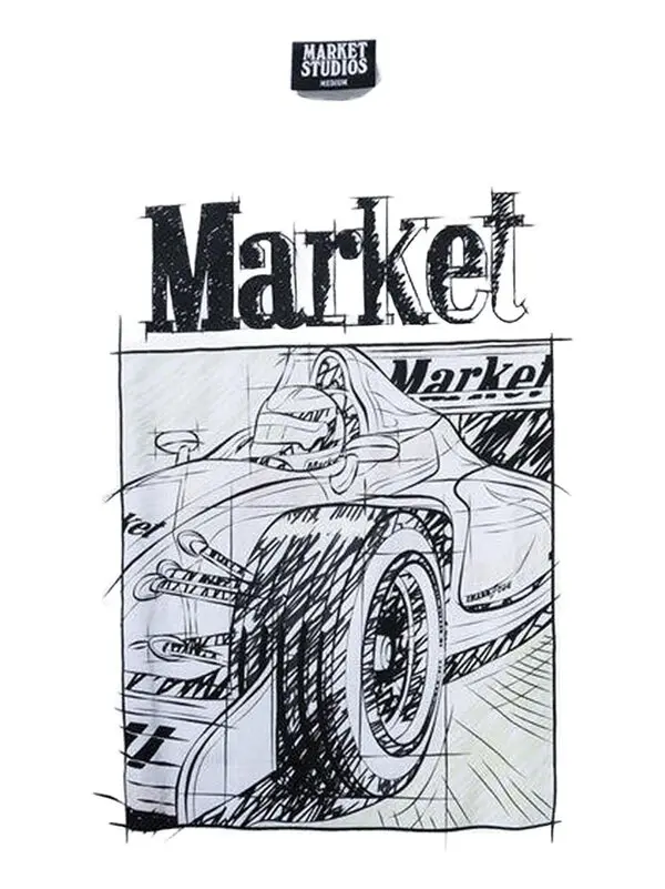MARKET Scribbled Formula One Uv T-shirt - White