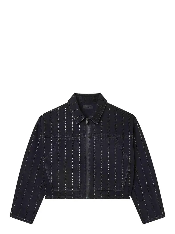 PURPLE BRAND Pinstripe Hotfix Carpenter Sweater - Black