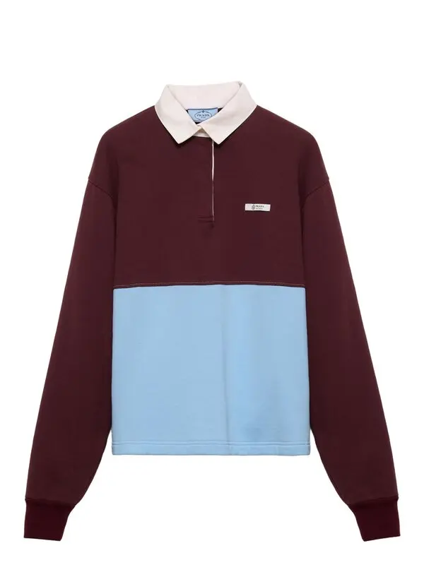 Prada Long-sleeved Cotton Fleece Polo Shirt - Red