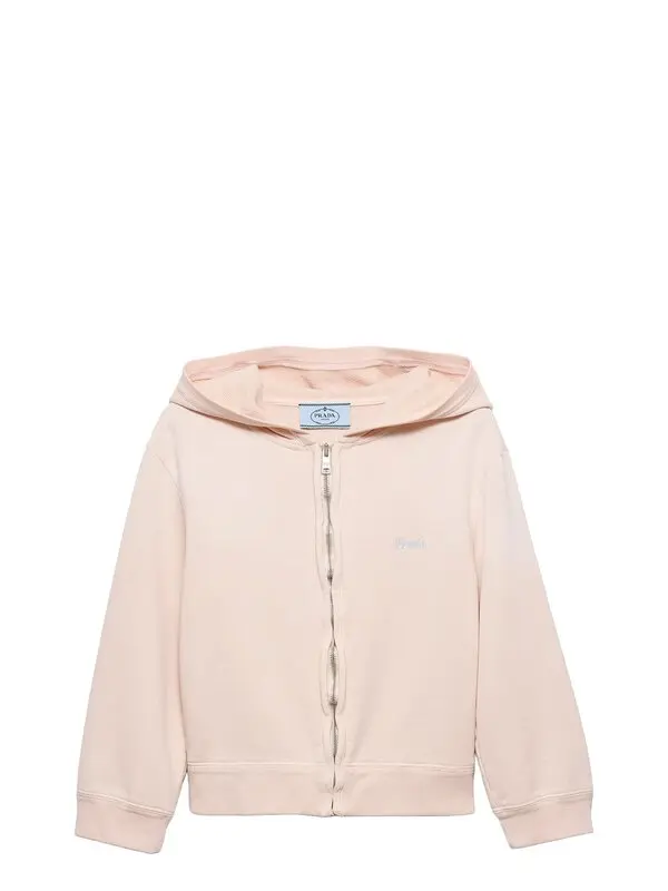 Prada Cotton Fleece Hoodie Zipper Jacket - Pink