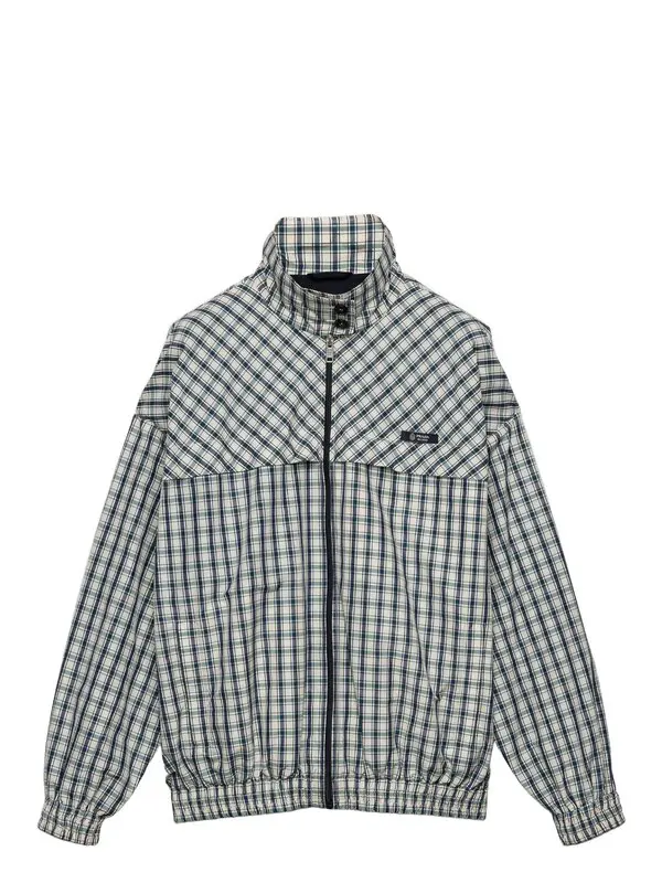 Prada Checked Chambray Blouson Jacket - Ivory/blue