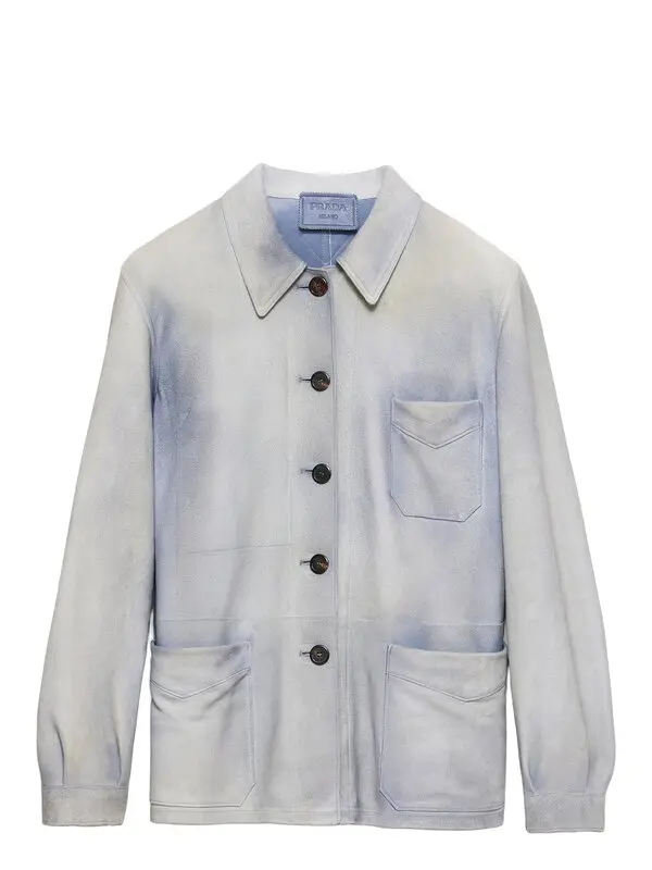 Prada Suede Caban Jacket - Light Blue