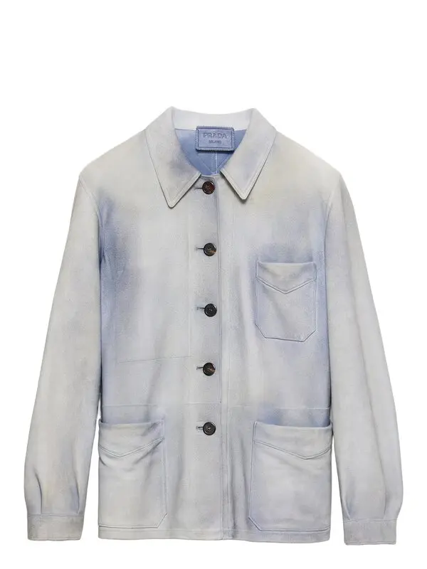 Prada Suede Caban Jacket - Sky Blue