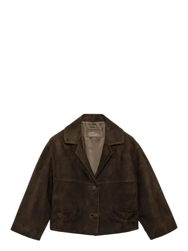 Prada Cropped Suede Jacket - Camouflage Green