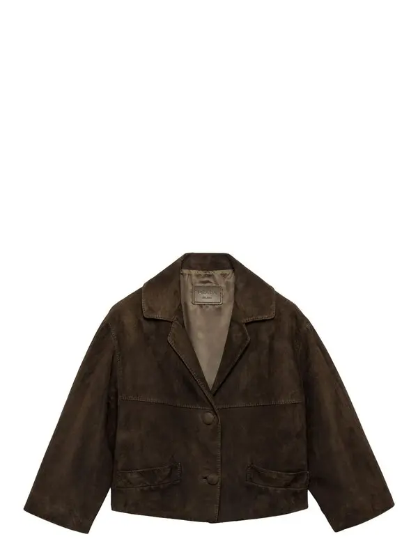 Prada Cropped Suede Jacket - Green