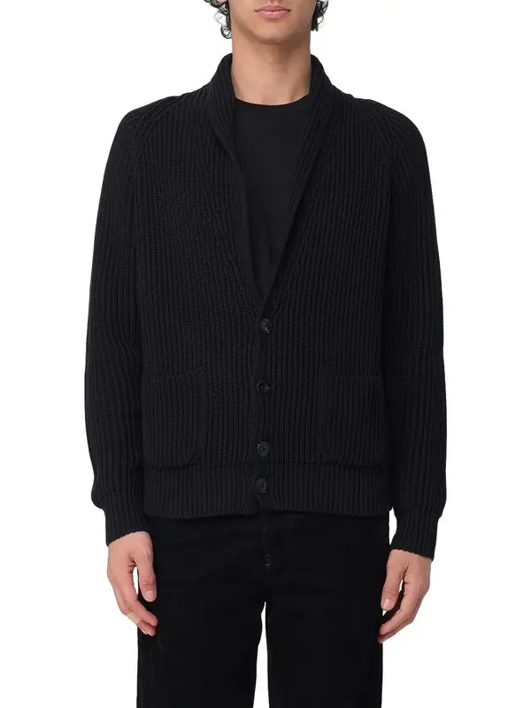 TOM FORD Ribbed Shawl Collar Sweater - Black