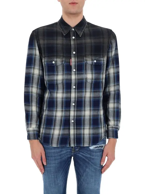 Dsquared2 Checked Cotton Casual Shirt - Blue