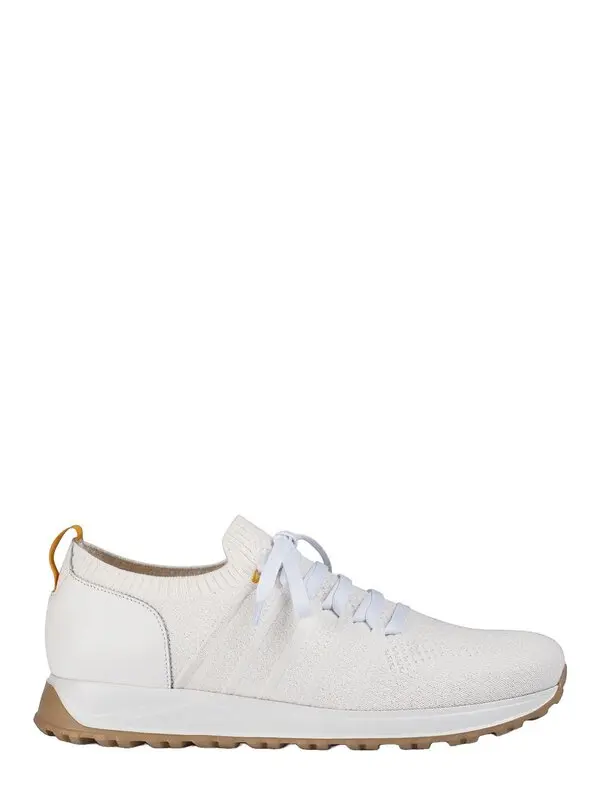 DOUCAL'S Crochet Knit And Leather Low-top Sneakers - White