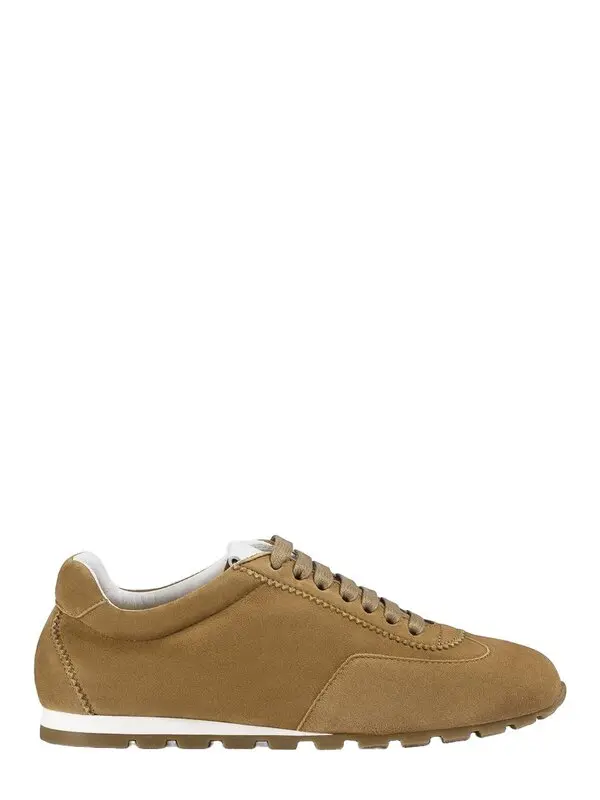 DOUCAL'S Suede Calfskin Lace Up Sneakers - Beige