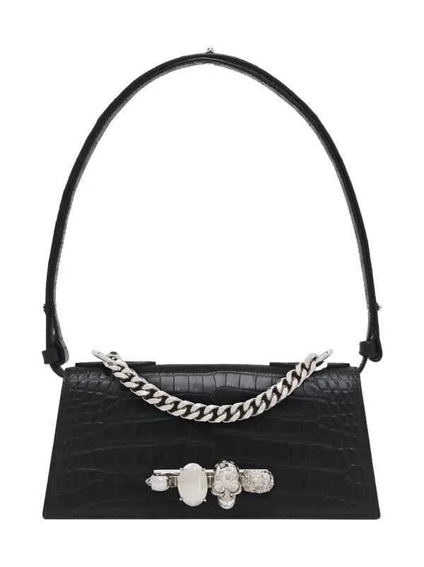 Alexander McQueen Leather Skull Four-ring Top-handle Bag - Black