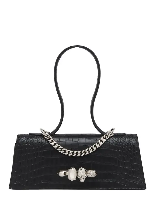 Alexander McQueen Croc-effect Top-handle Bag - Black