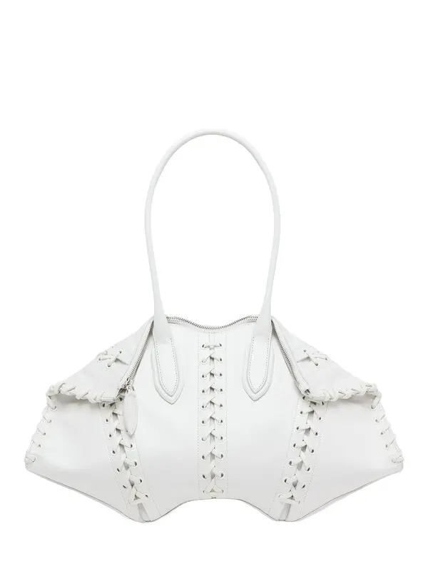 Alexander McQueen Leather Lace-up Manta Top-handle Bag - White