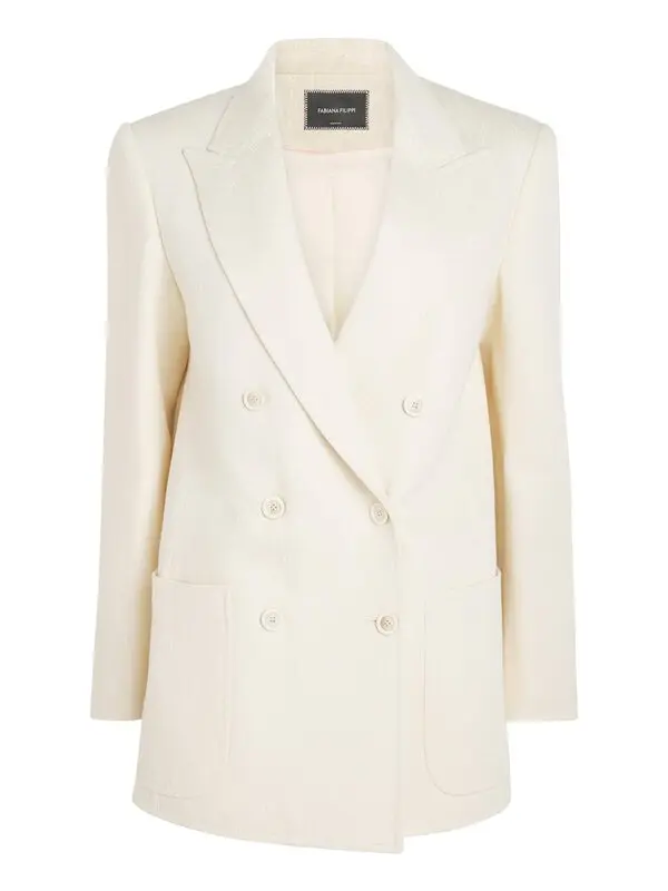 Fabiana Filippi Embroidered Double-breasted Blazer - Ivory