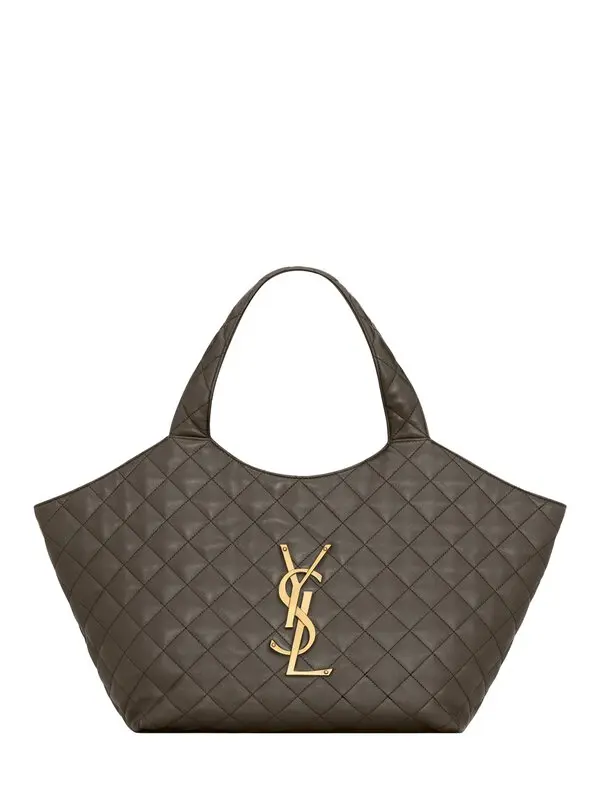 Saint Laurent Icare Medium Quilted Tote Bag - Green