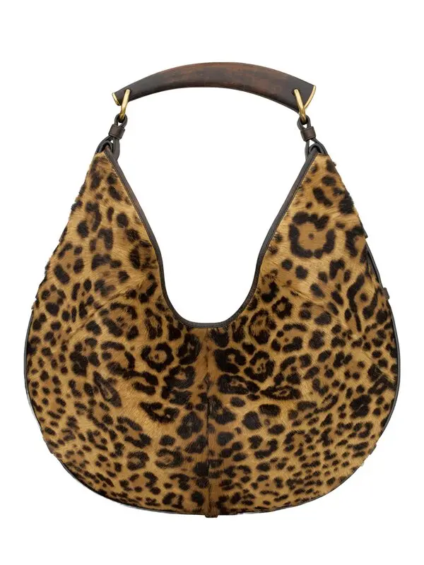 Saint Laurent Medium Leopard Print Mombasa Shoulder Bag - Brown
