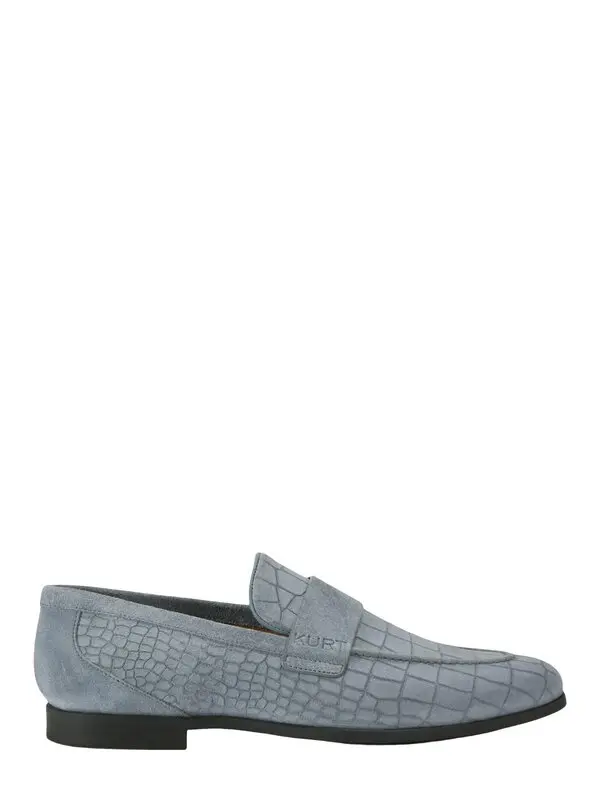 Kurt Geiger Croc-embossed Suede Aldgate Flex Loafers - Blue