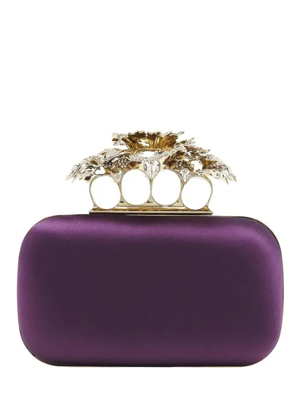 Alexander McQueen Silk Carnation Knuckle Duster Clutch - Purple