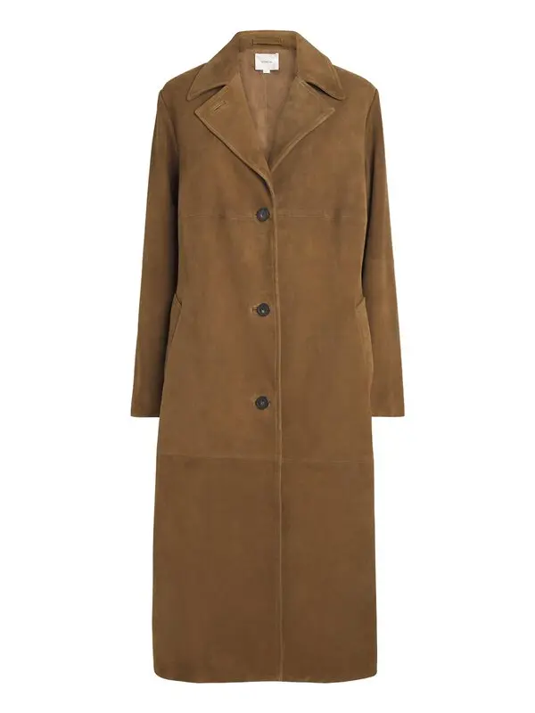 Vince Suede Longline Coat - Brown