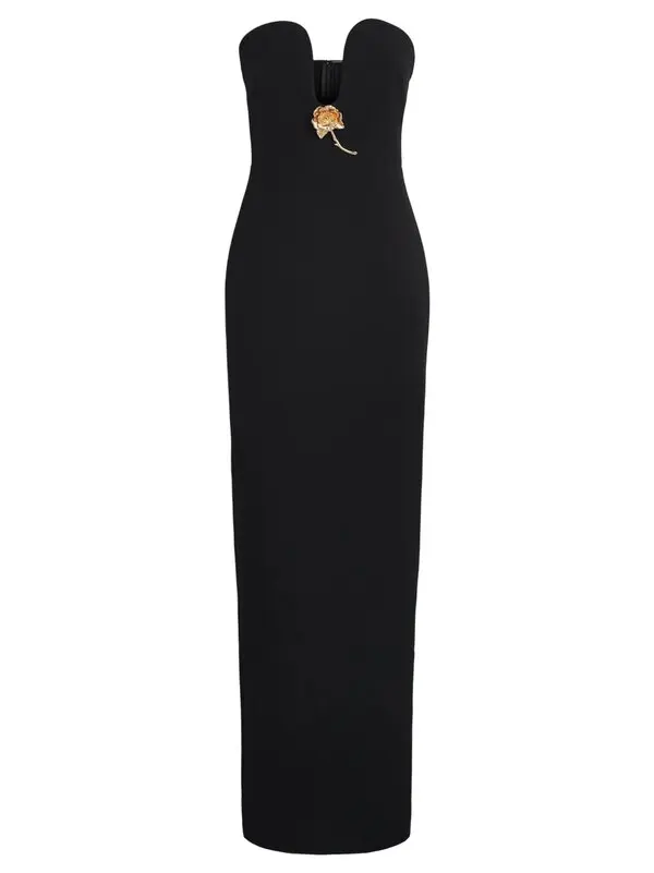 Roland Mouret Brooch-detail Maxi Dress - Black