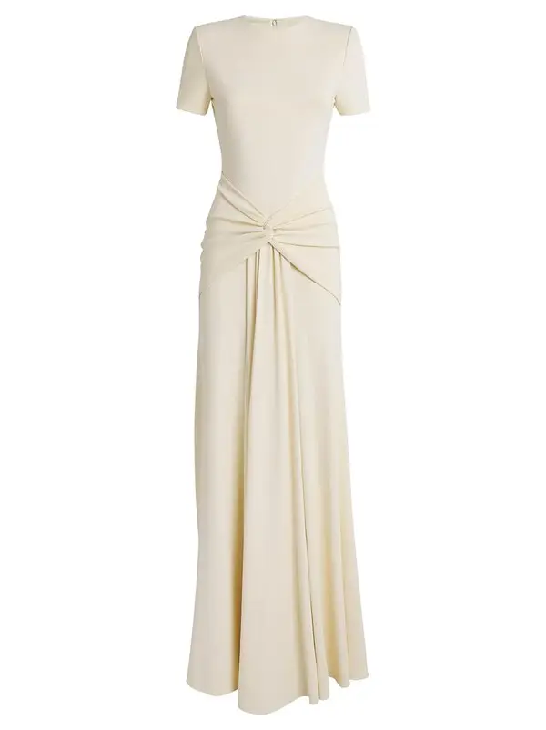 Roland Mouret Jersey Draped Waterfall Maxi Dress - Yellow