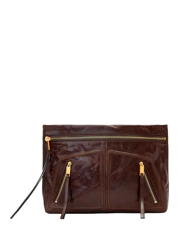 ALLSAINTS Jean Rey Leather Pouch - Brown