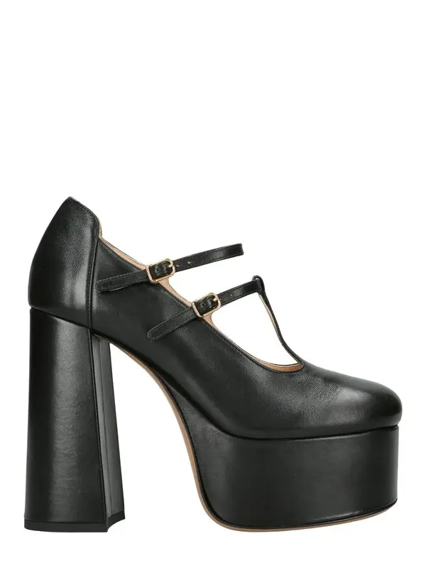 Chloé Loti Leather Platform Mary Janes - Black