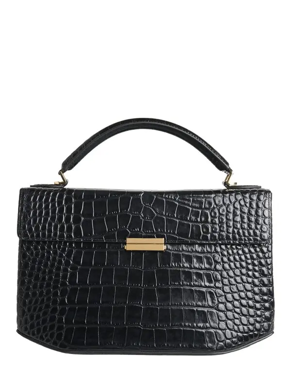TOTEME Croc-embossed Leather Box Top-handle Bag - Black