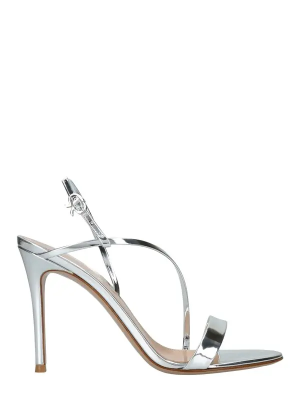 GIANVITO ROSSI Metallic Leather Manhattan Heeled Sandals 95 - Silver