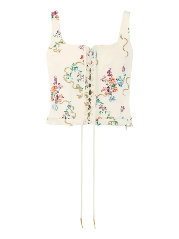 Alexander McQueen Embroidered Corset Top - White