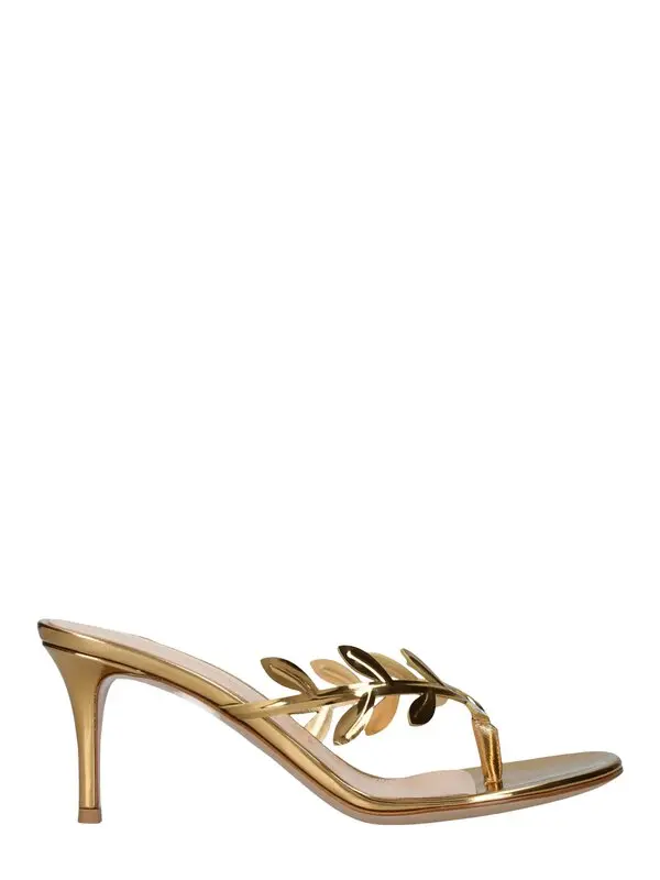 GIANVITO ROSSI Leather Flavia Heeled Mules 70 - Gold