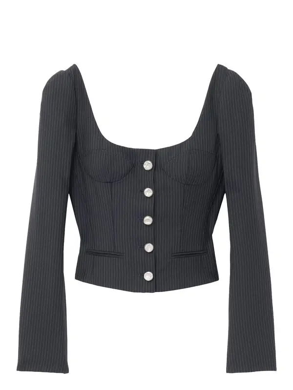 Alexander McQueen Wool-mohair Pinstripe Top - Blue
