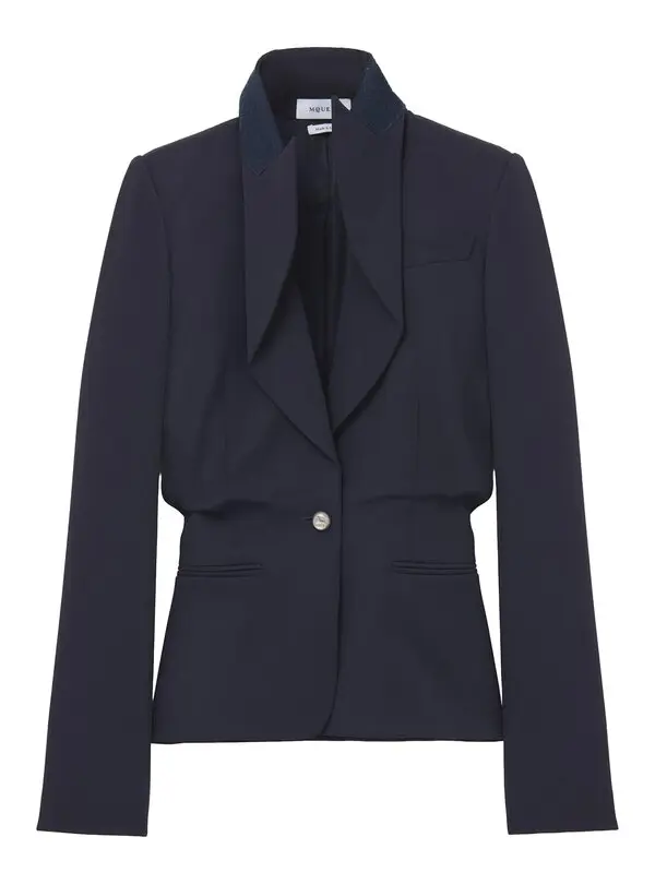 Alexander McQueen Wool Sculptural Blazer - Blue