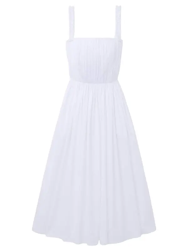 Alexander McQueen Cotton Stripe Midi Dress - White