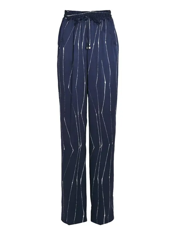 Kiton Silk Wide-leg Trousers - Navy
