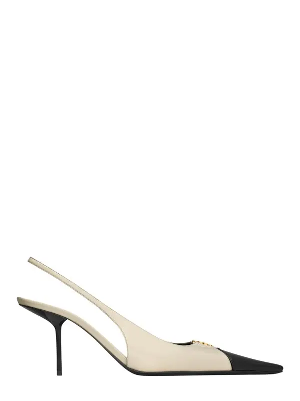 Saint Laurent Leather Babylone Slingback Pumps 75 - White
