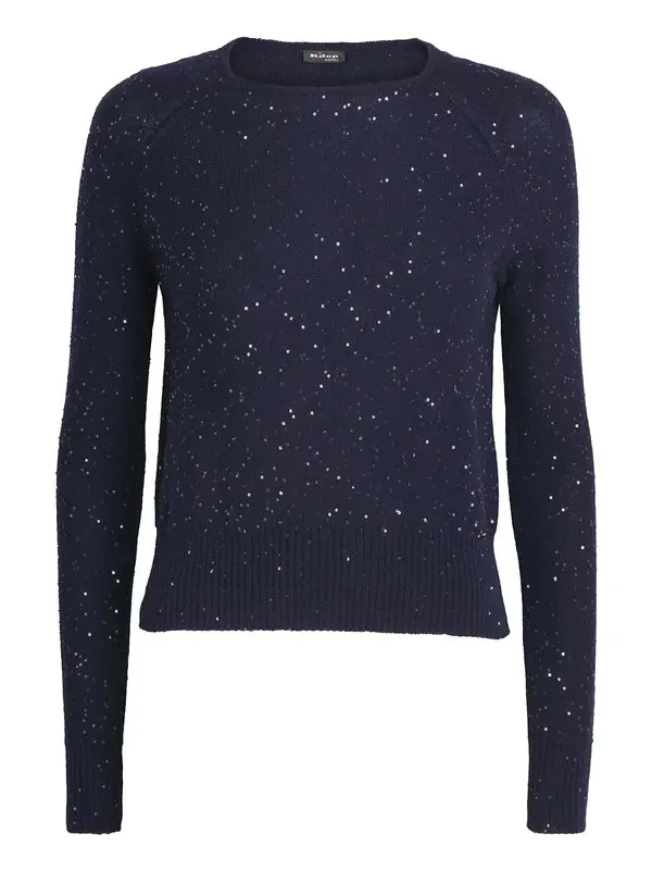 Kiton Cashmere Sequin Embellished Sweater - Navy