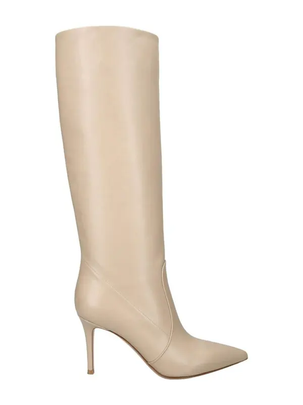 GIANVITO ROSSI Leather Hansen Knee-high Boots 85 - Beige