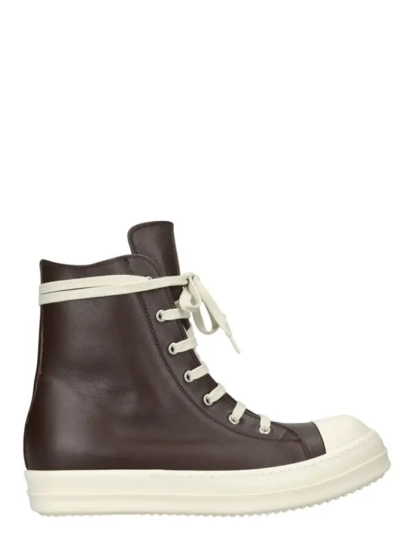 Rick Owens Leather High-top Sneakers - Brown