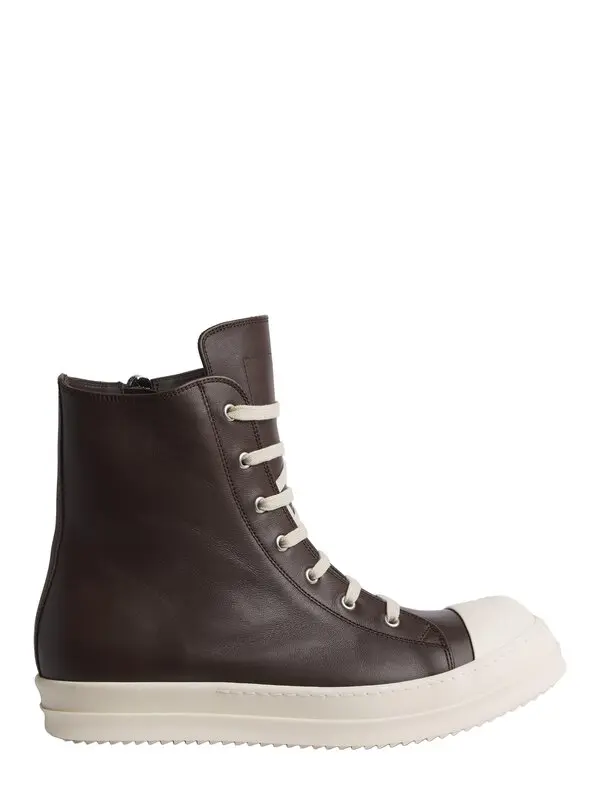 Rick Owens Leather High-top Sneakers - Brown