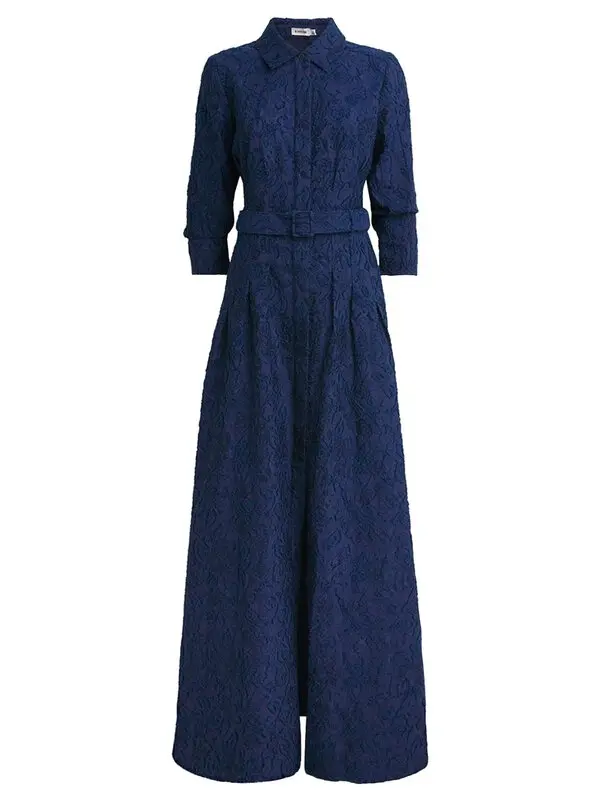 Simkhai Lace Belted Courtney Maxi Dress - Navy