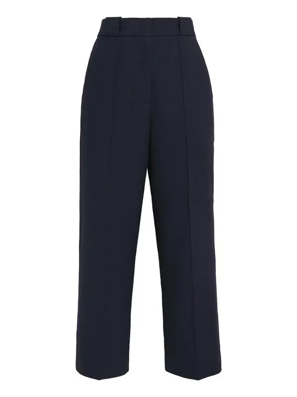 ME+EM Cotton Cropped Wide-leg Trousers - Navy