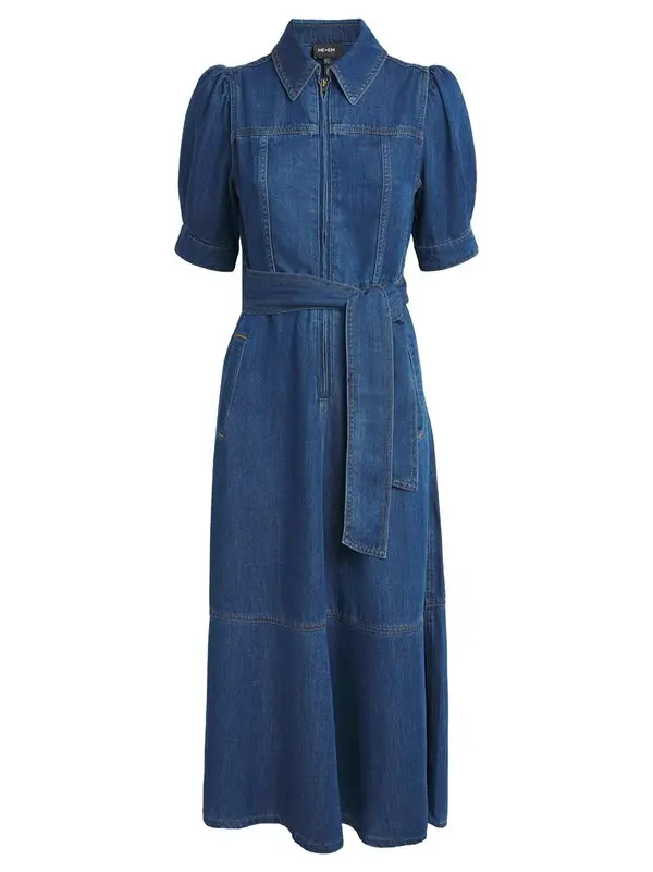 ME+EM Denim Flared Midi Dress - Blue