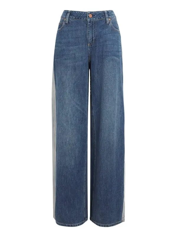 Alice + Olivia Bleached Stu Wide-leg Jeans - Blue