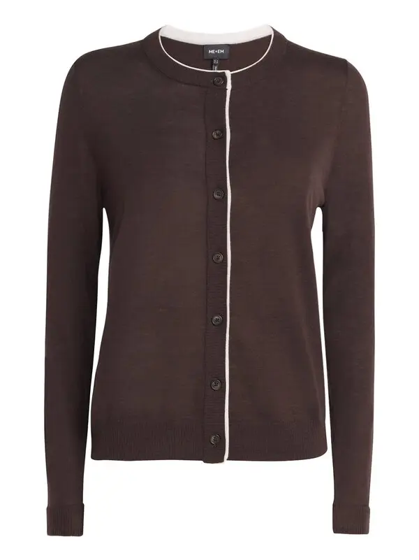ME+EM Merino Wool And Cashmere Cardigan - Brown