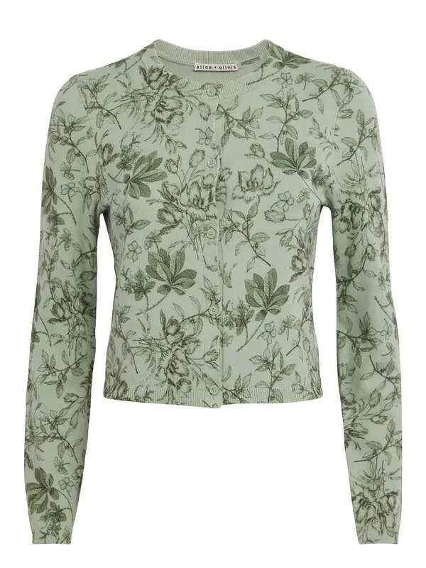 Alice + Olivia Cotton Printed Carson Cardigan - Green