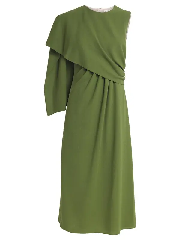 EMILIA WICKSTEAD Wool Crepe Tidus Midi Dress - Green