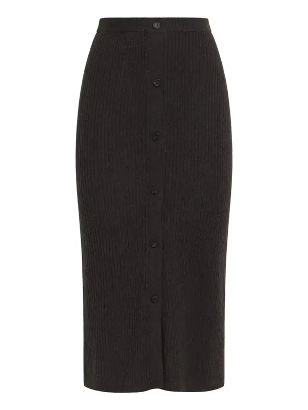 Le Kasha Organic Cashmere Midi Skirt - Brown